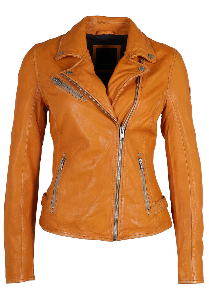 Mauritius - Sofia Leather Jacket, Mango – Pegasus Leather (Sausalito) Mauritius - Sofia Leather Jacket, Mango – Pegasus Leather (Sausalito)